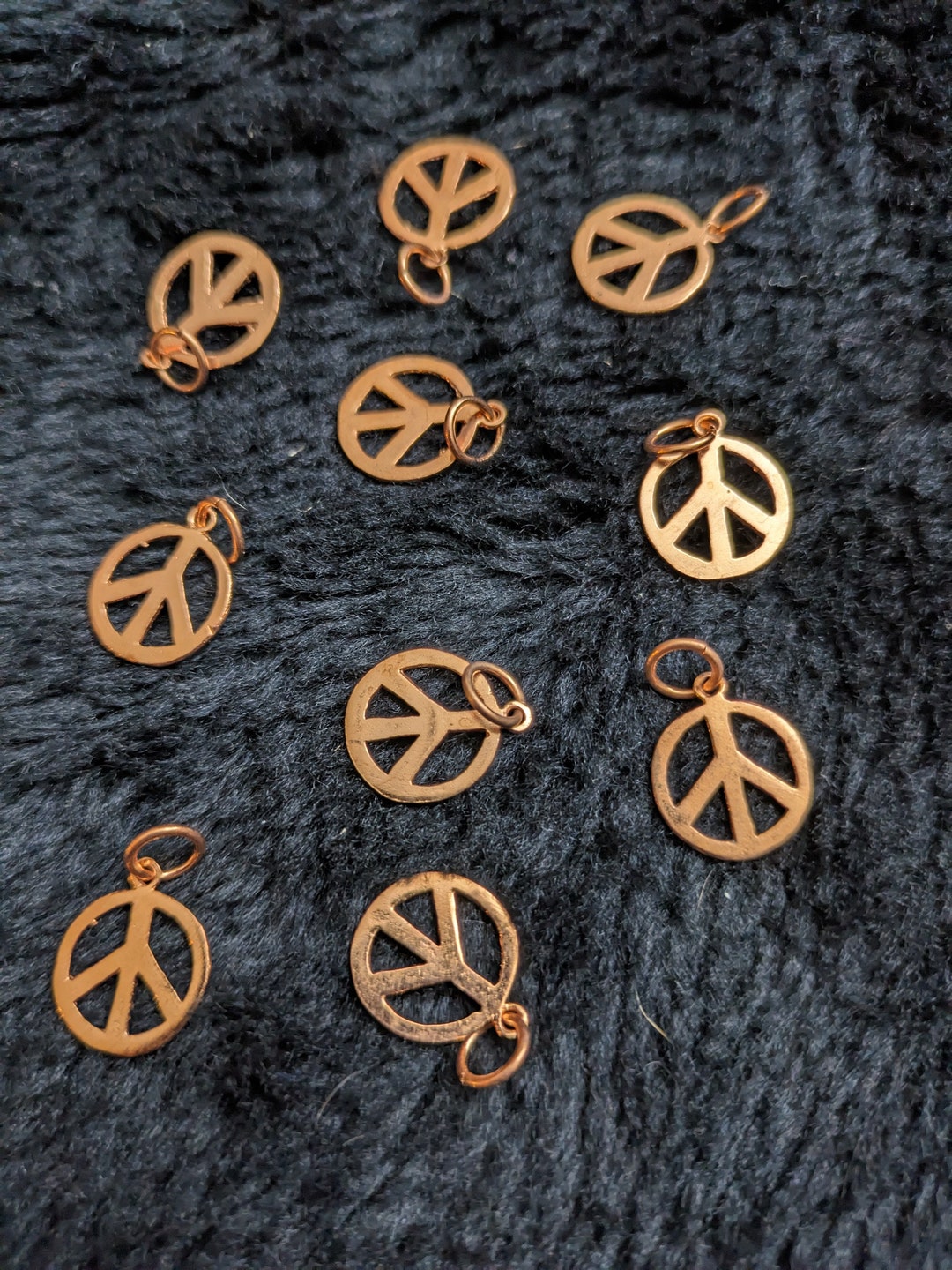 Solid Copper Peace Sign Charms - Etsy