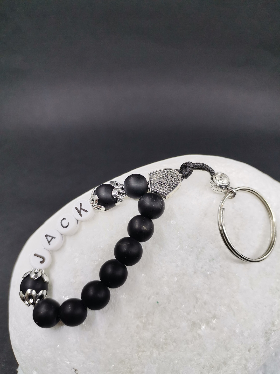 Matte Onyx Keychain-healing Gemstone Keyring-hand Made Keychain-gift ...