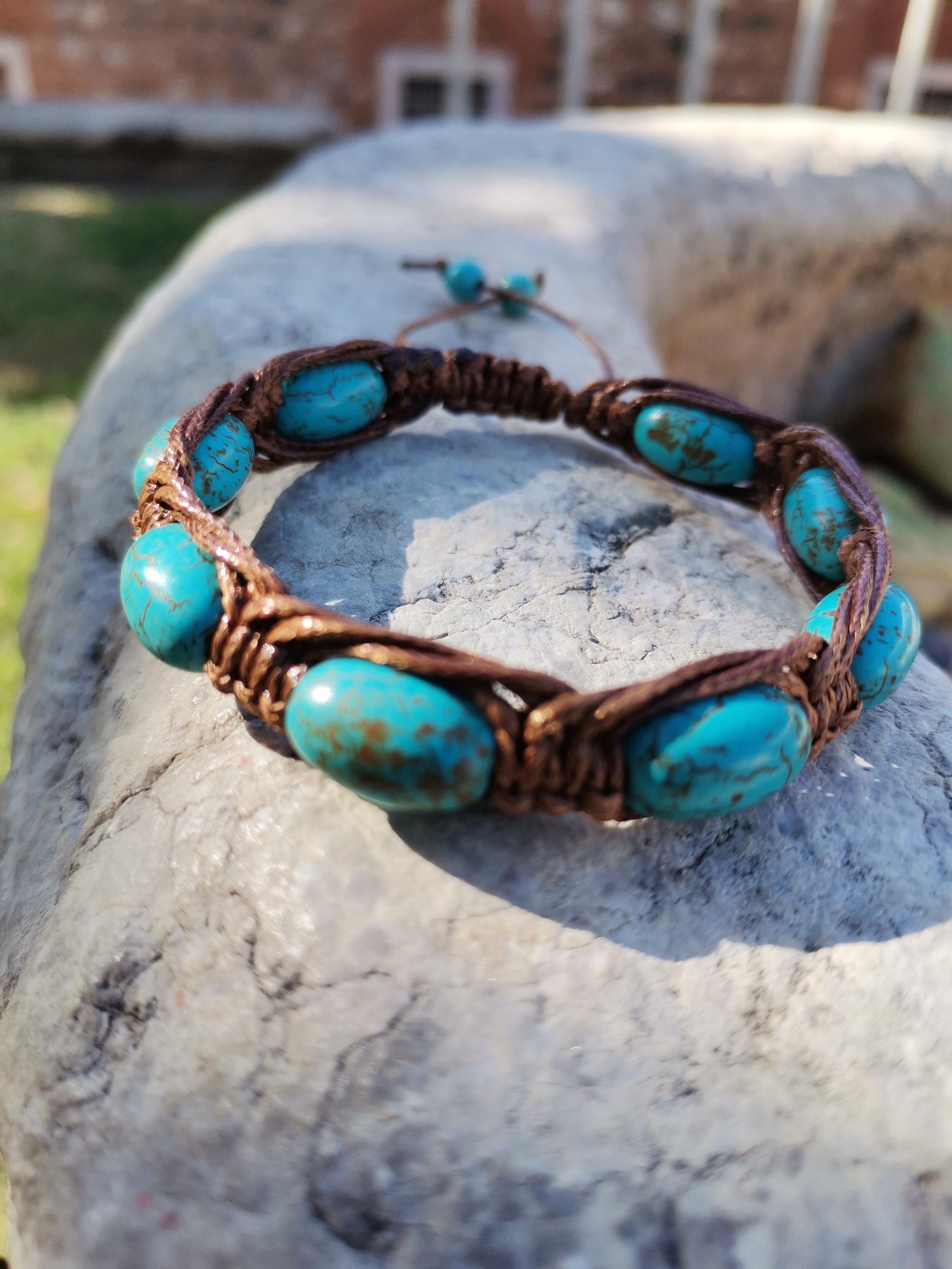 Genuine Turquoise Beaded Bracelet-turquoise Jewelry-healing Crystals ...