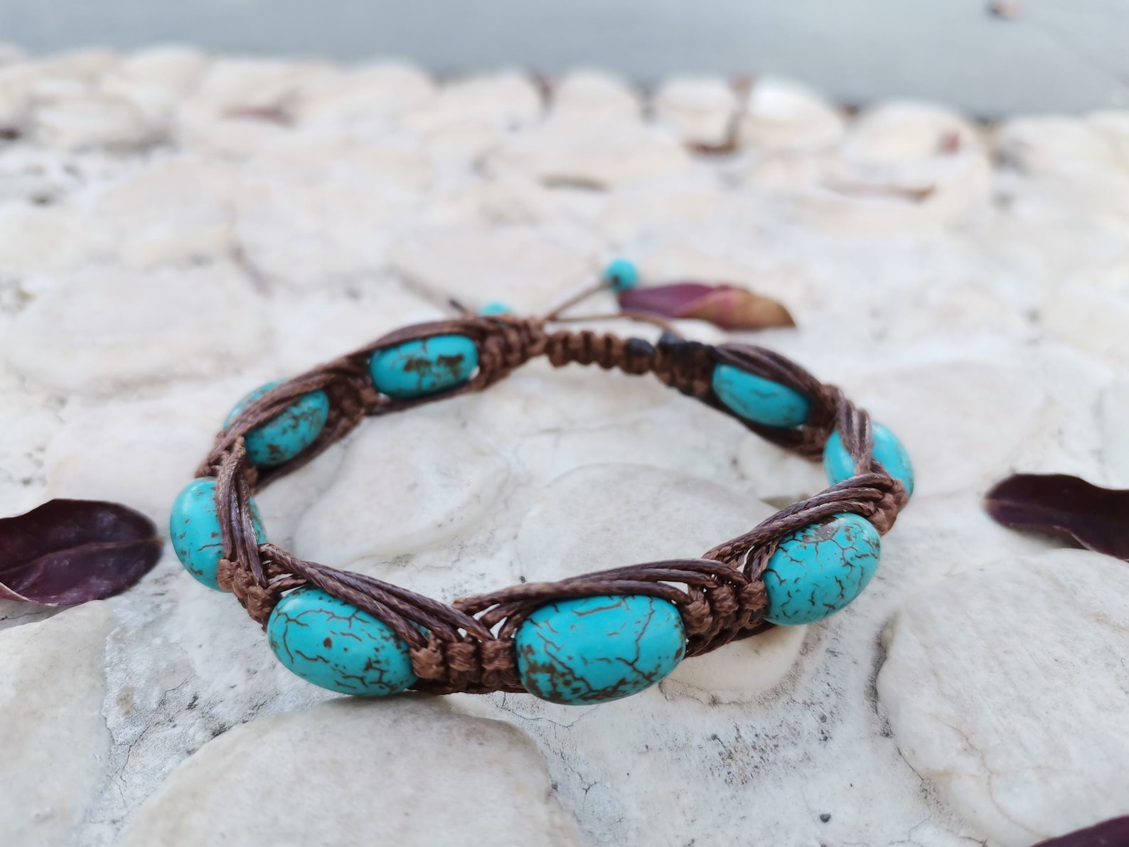 Genuine Turquoise Beaded Bracelet-turquoise Jewelry-healing Crystals ...