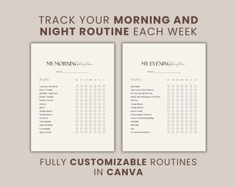 Editable Morning and Night Routine Checklist Daily Routine Habit ...