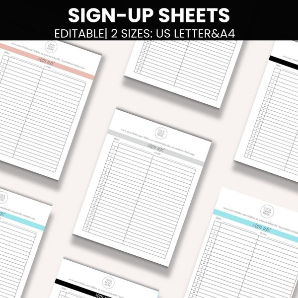 Custom Sign up Sheet - Etsy