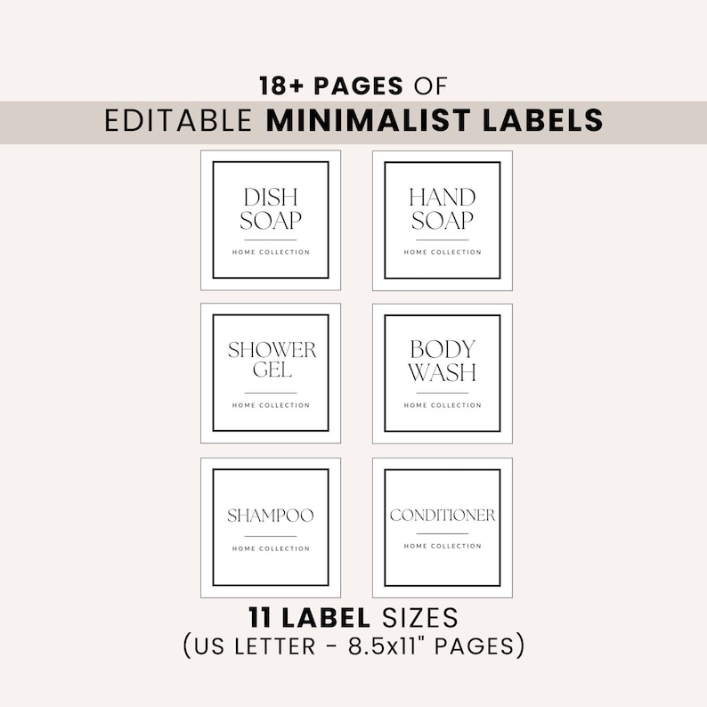 Minimalist Label Bundle for Home Organization| 11 Label Sizes ...