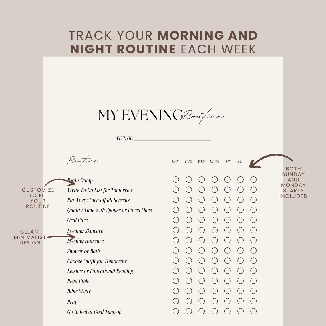 Editable Morning and Night Routine Checklist Bundle Daily Routine ...