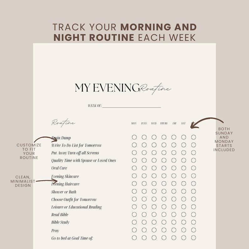 Editable Morning and Night Routine Checklist Bundle Daily Routine ...