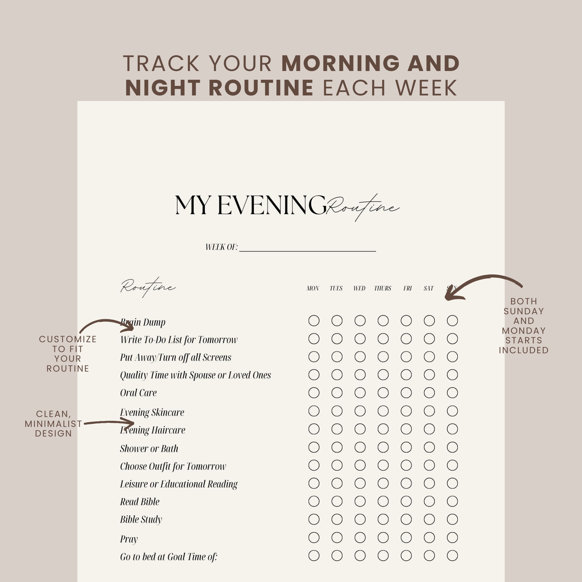 Editable Morning and Night Routine Checklist Bundle Daily Routine ...