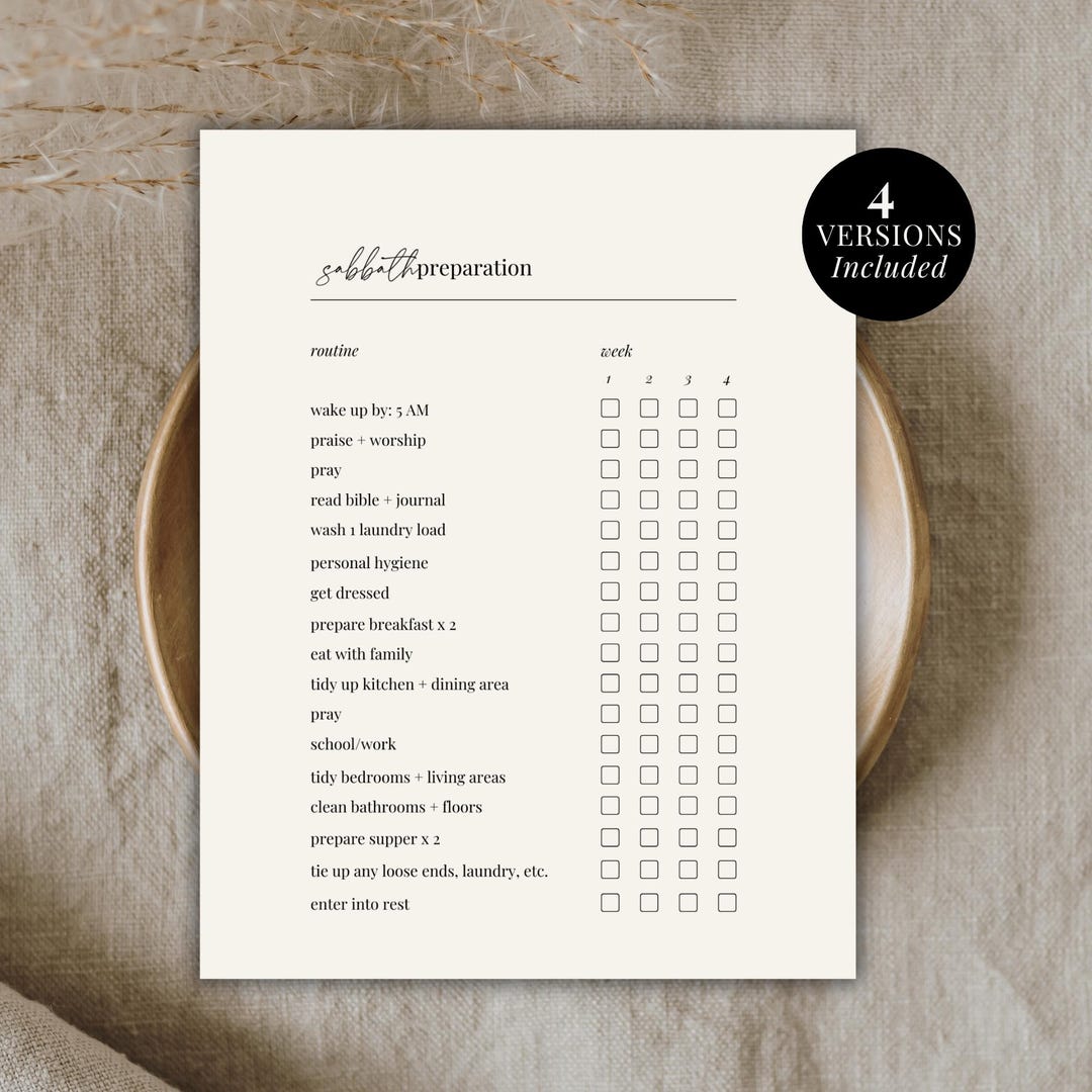 Editable Sabbath Prep Routine Checklist| Shabbat Rest Preparation Day ...