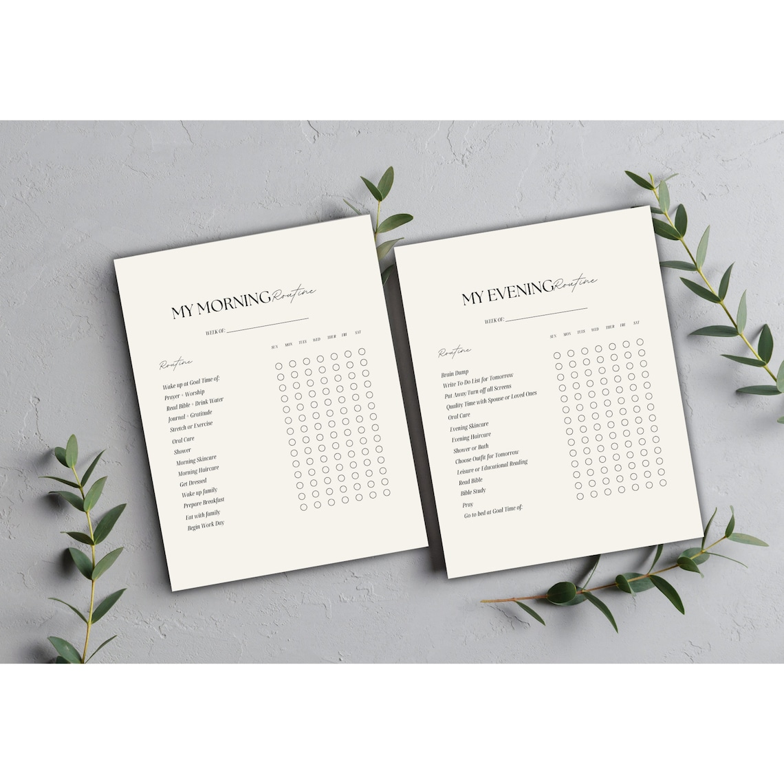 Editable Morning and Night Routine Checklist Bundle Daily Routine ...