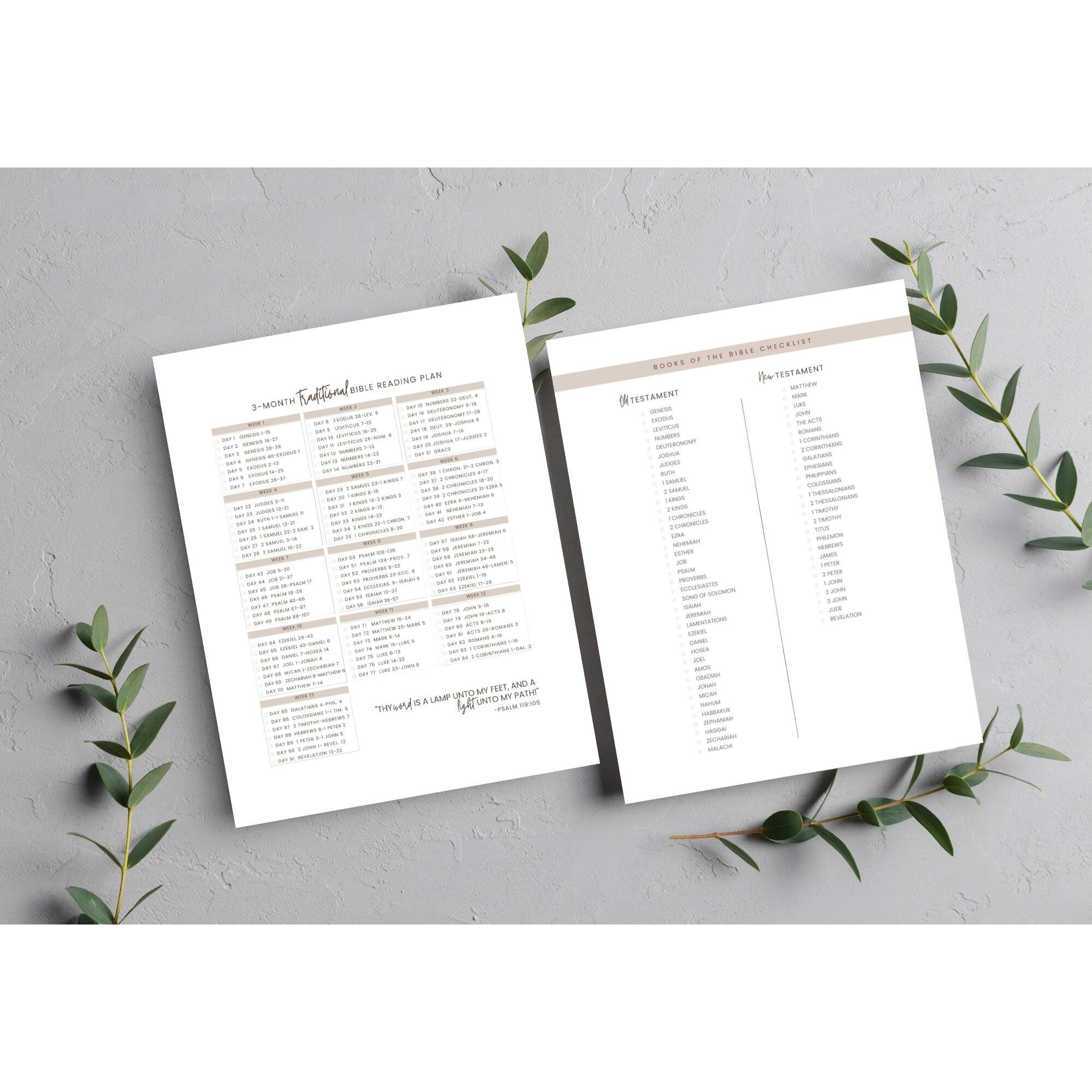 Bible Reading Tracker Traditional Bible Reading Plan 3-month Bible ...