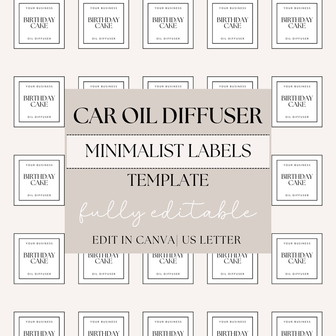 1 Inch Car Oil Diffuser Labels Template| Editable Car Air Freshener ...