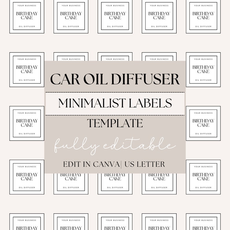 1 Inch Car Oil Diffuser Labels Template| Editable Car Air Freshener ...