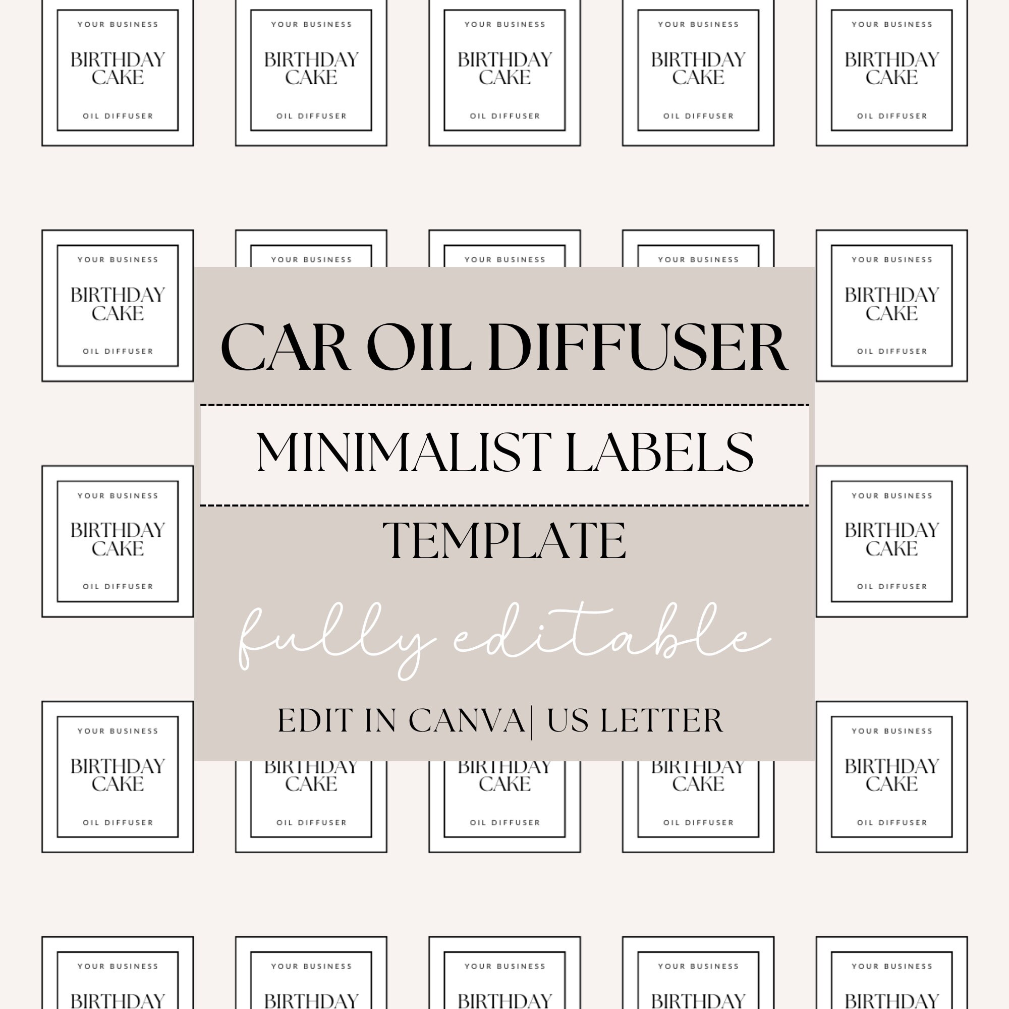 1 Inch Car Oil Diffuser Labels Template| Editable Car Air Freshener ...
