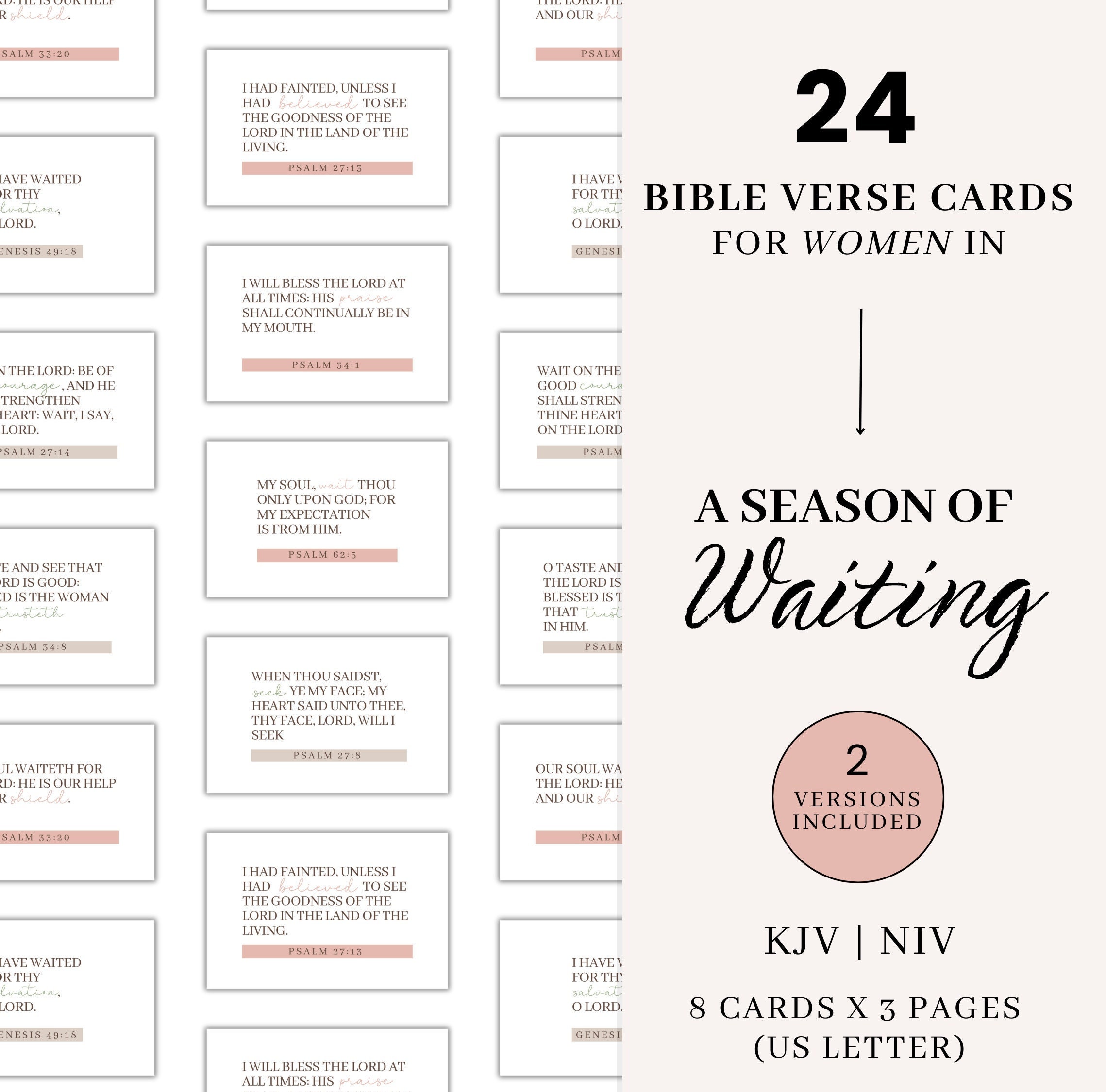 Scriptures on Waiting Bible Verse Cards for Christian Singles and Women ...