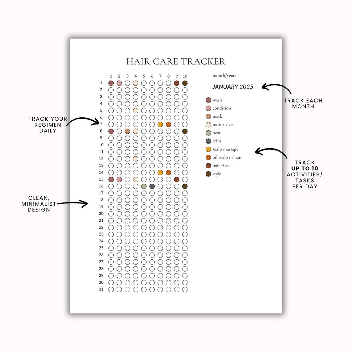 Hair Care Tracker Journal Page| Natural Hair Care Routine Log| Beauty ...