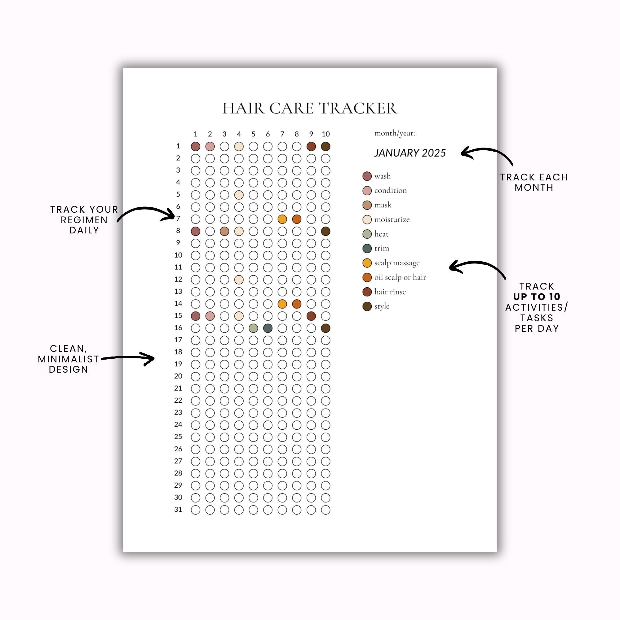 Hair Care Tracker Journal Page| Natural Hair Care Routine Log| Beauty ...