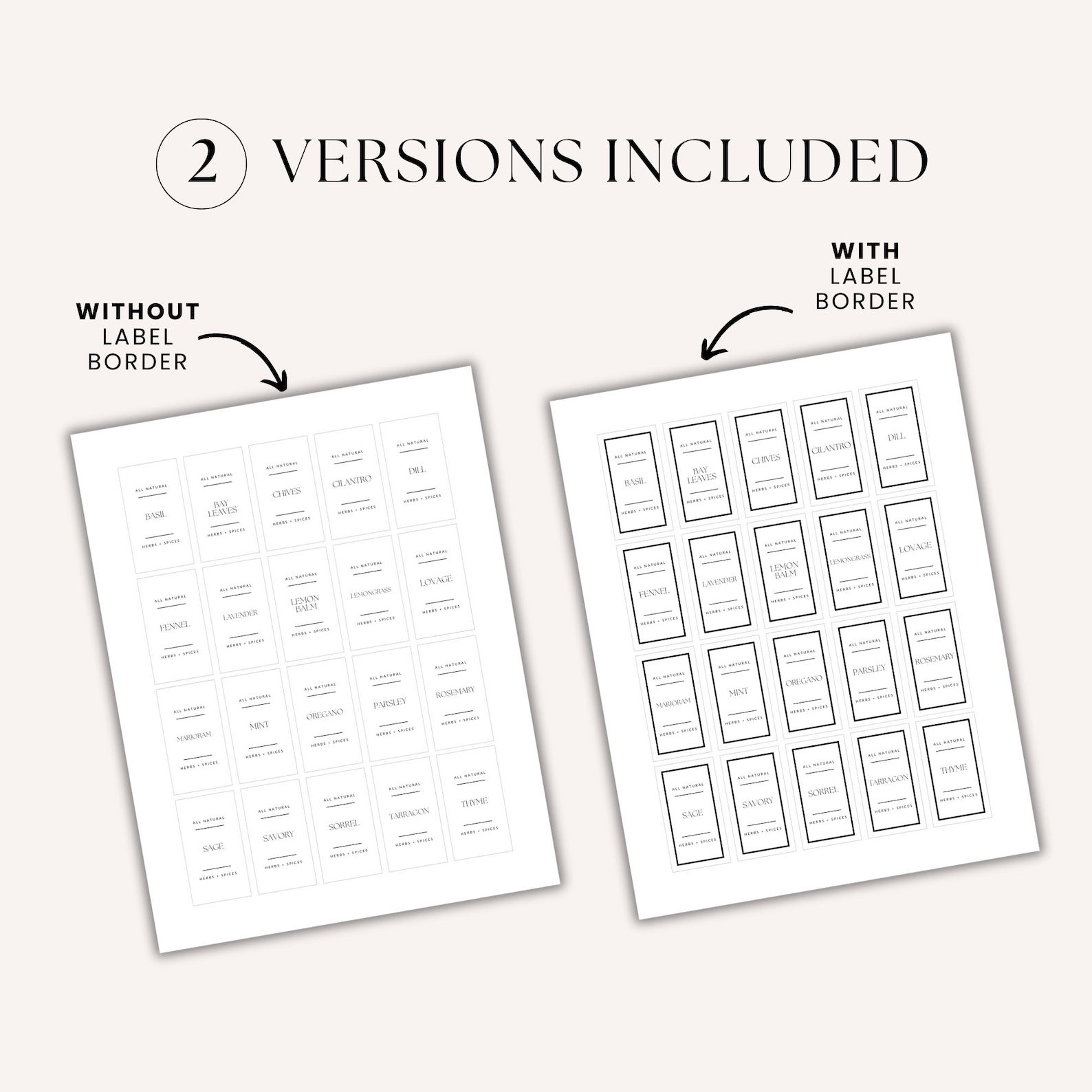 Editable Spice Jar Label Template| Minimalist Herbs and Spices Labels ...