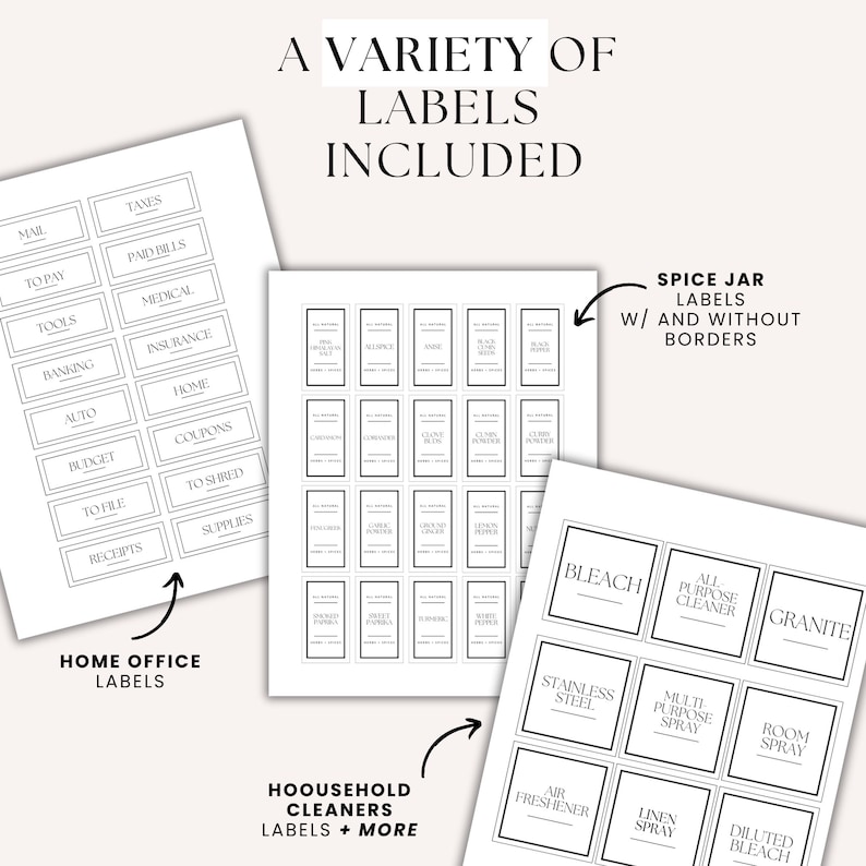 Editable Label Bundle for Home Organization| 11 Label Sizes| Printable ...