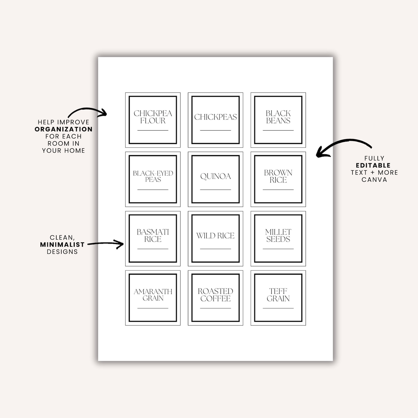 Minimalist Label Bundle for Home Organization| 11 Label Sizes ...