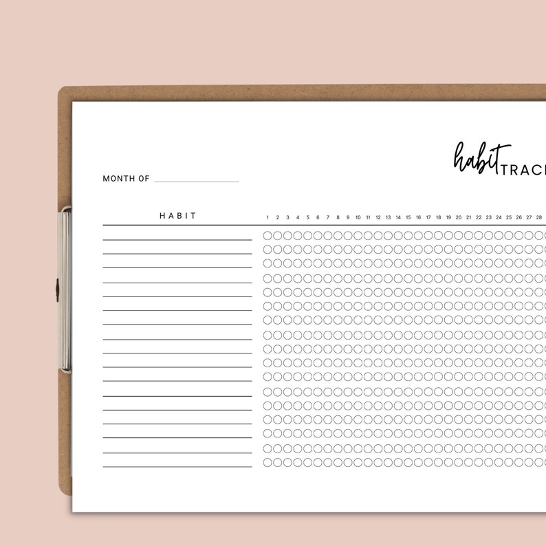 Monthly Habit Tracker Printable Landscape Routine Tracker US Letter A4 ...