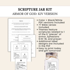 Scripture Jar Printable With the Armor of God and Prayer Scriptures ...