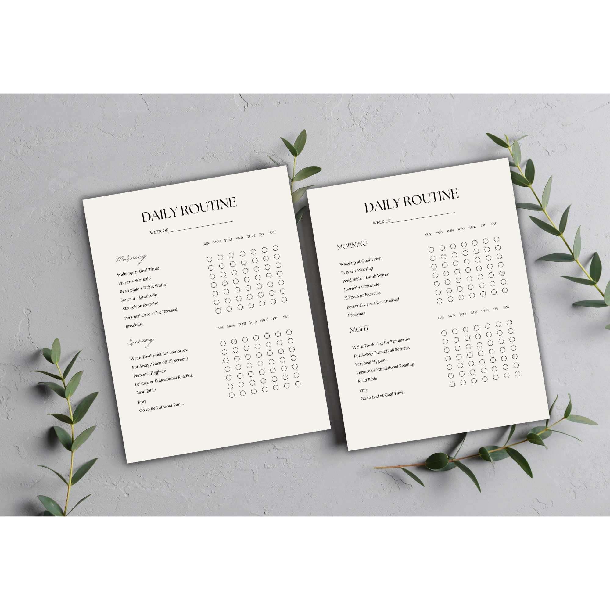 Editable Morning and Night Routine Checklist Daily Routine Habit ...