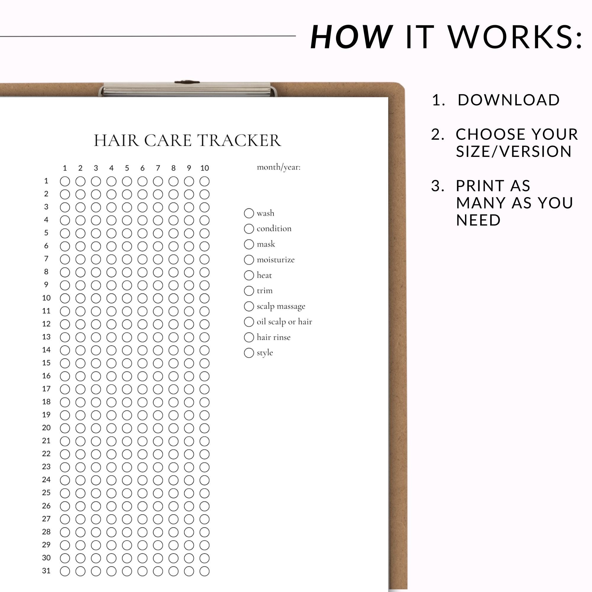 Hair Care Tracker Journal Page| Natural Hair Care Routine Log| Beauty ...