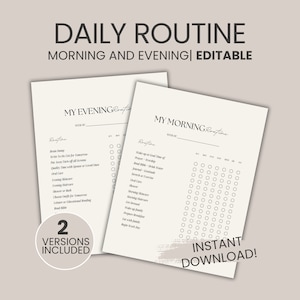 Editable Morning and Night Routine Checklist Bundle| Daily Routine ...
