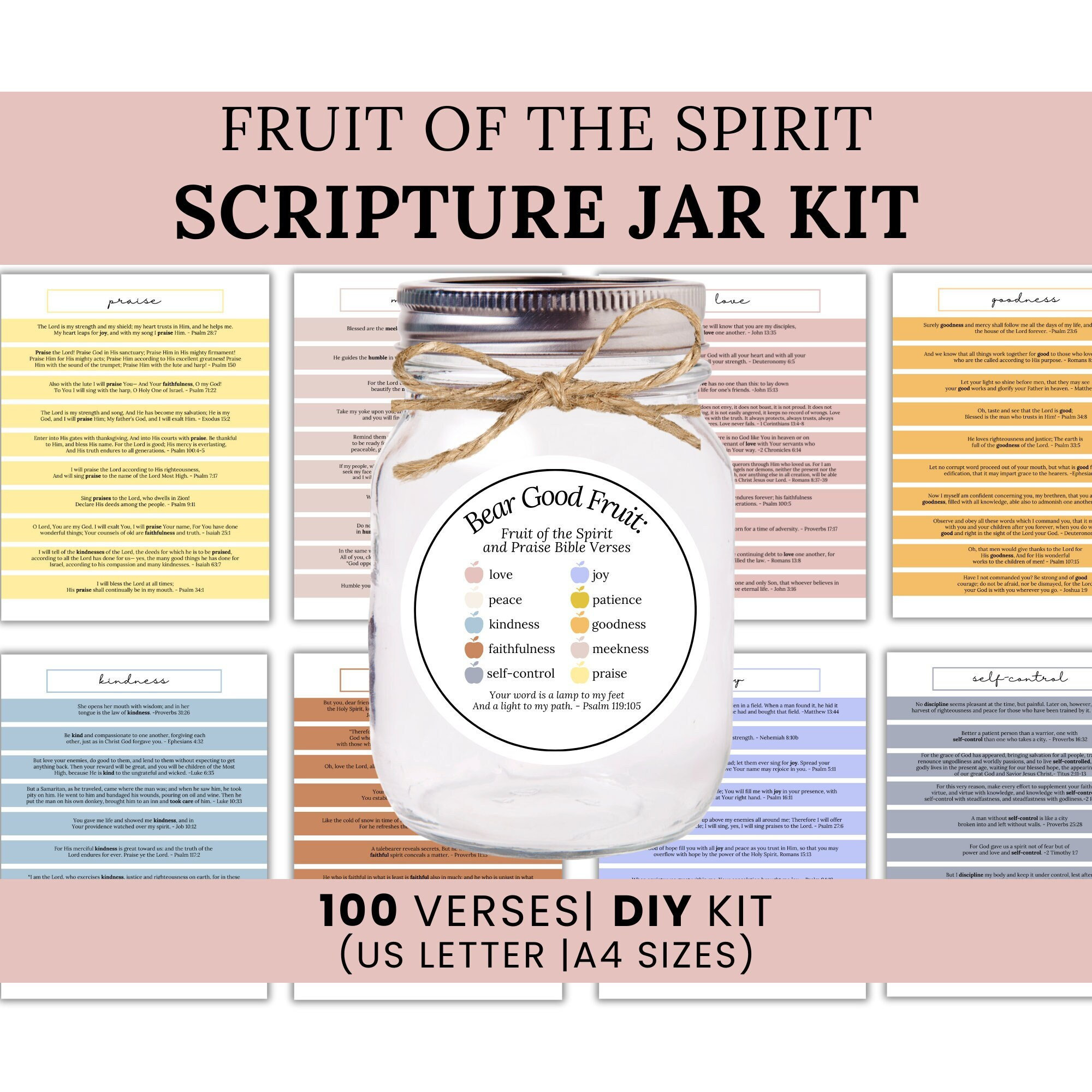 Scripture Jar Printable With Fruit of the Spirit, Praise Scriptures ...