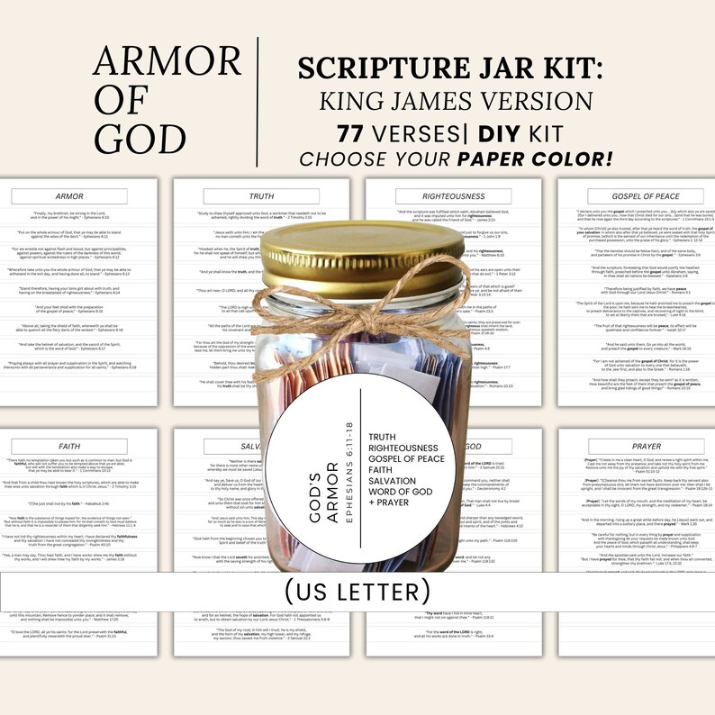 Armor of God Scripture Jar Printable and Prayer Scriptures | DIY Prayer ...
