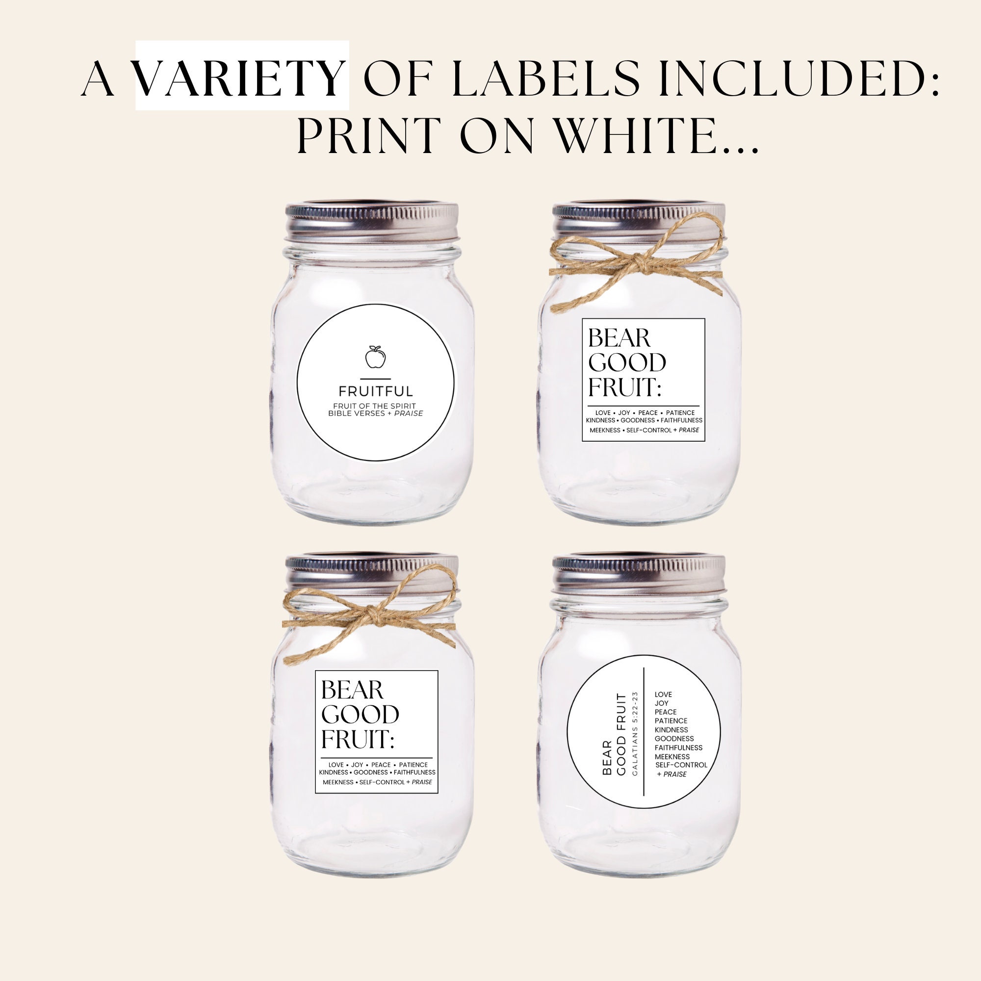 Fruit of the Spirit Scripture Jar Printable, Minimalist Version Praise ...