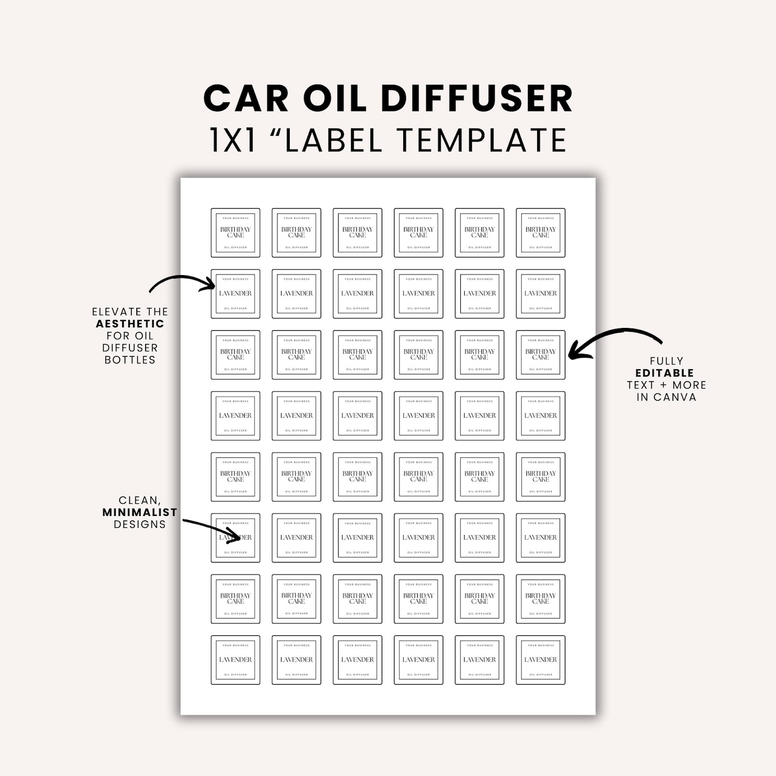 1 Inch Car Oil Diffuser Labels Template| Printable and Editable Car ...