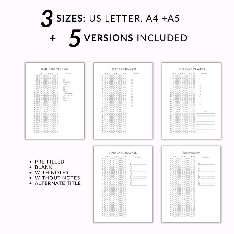 Hair Care Tracker Journal Page| Natural Hair Care Routine Log| Beauty ...