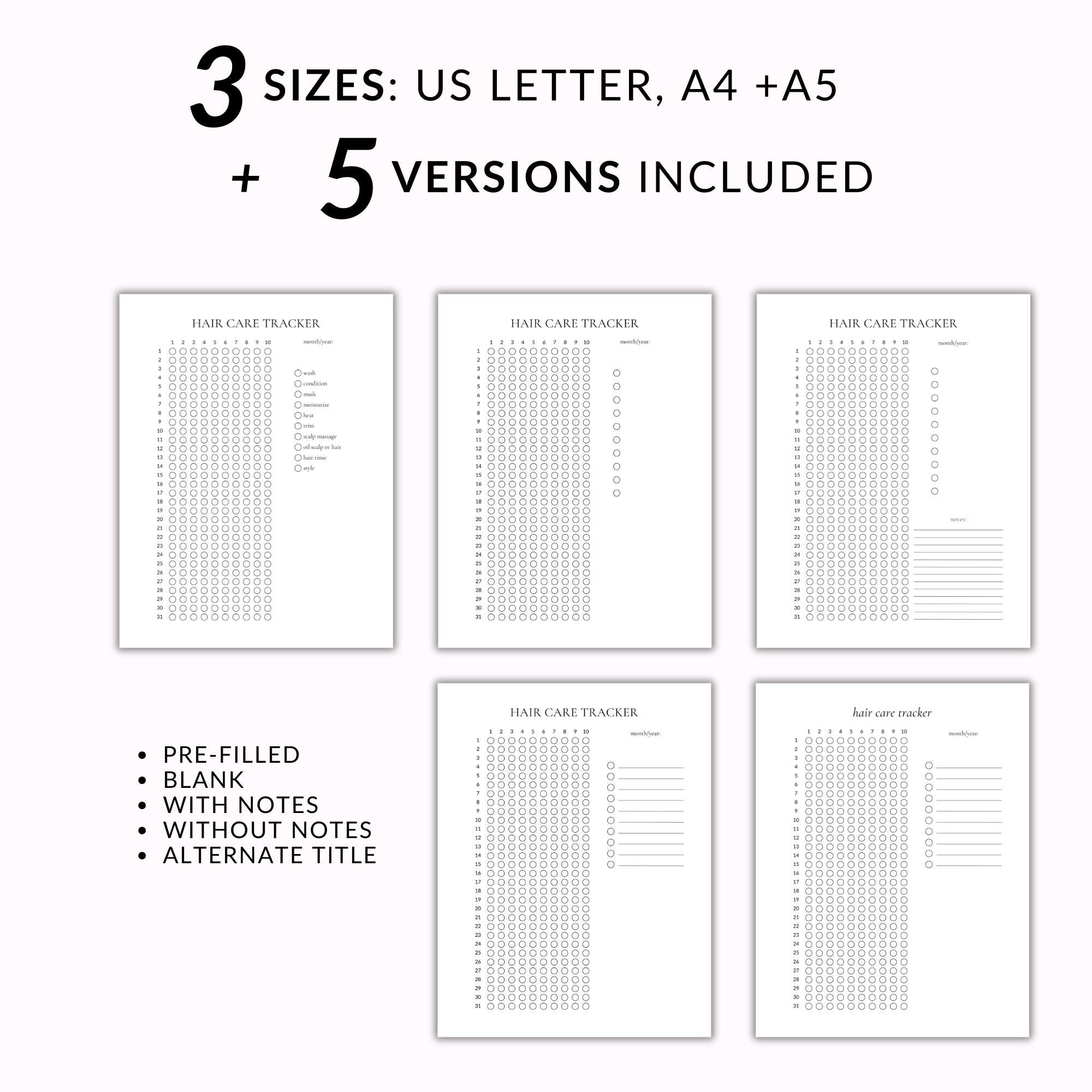 Hair Care Tracker Journal Page| Natural Hair Care Routine Log| Beauty ...