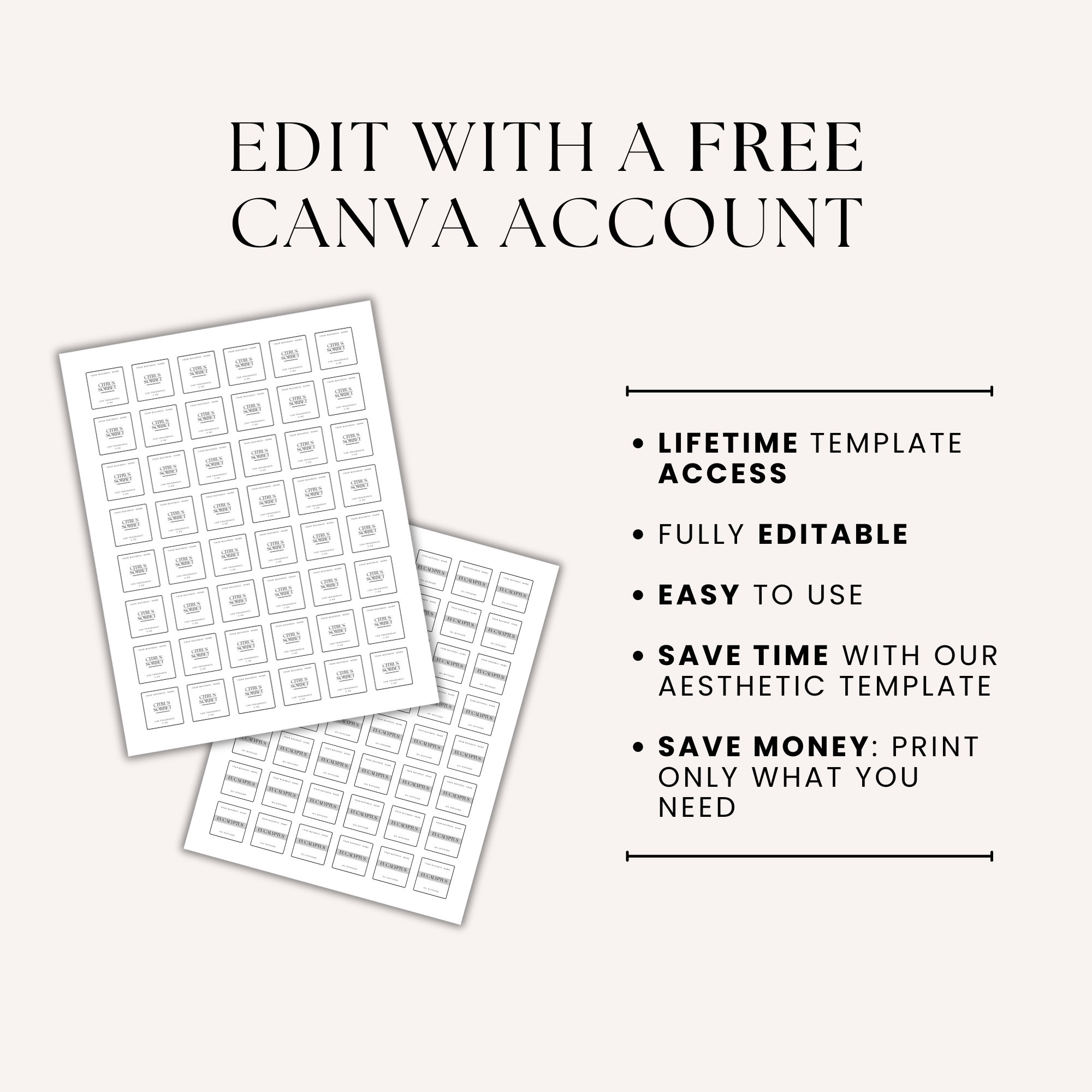 1 Inch Car Oil Diffuser Labels Template| Printable and Editable Car ...