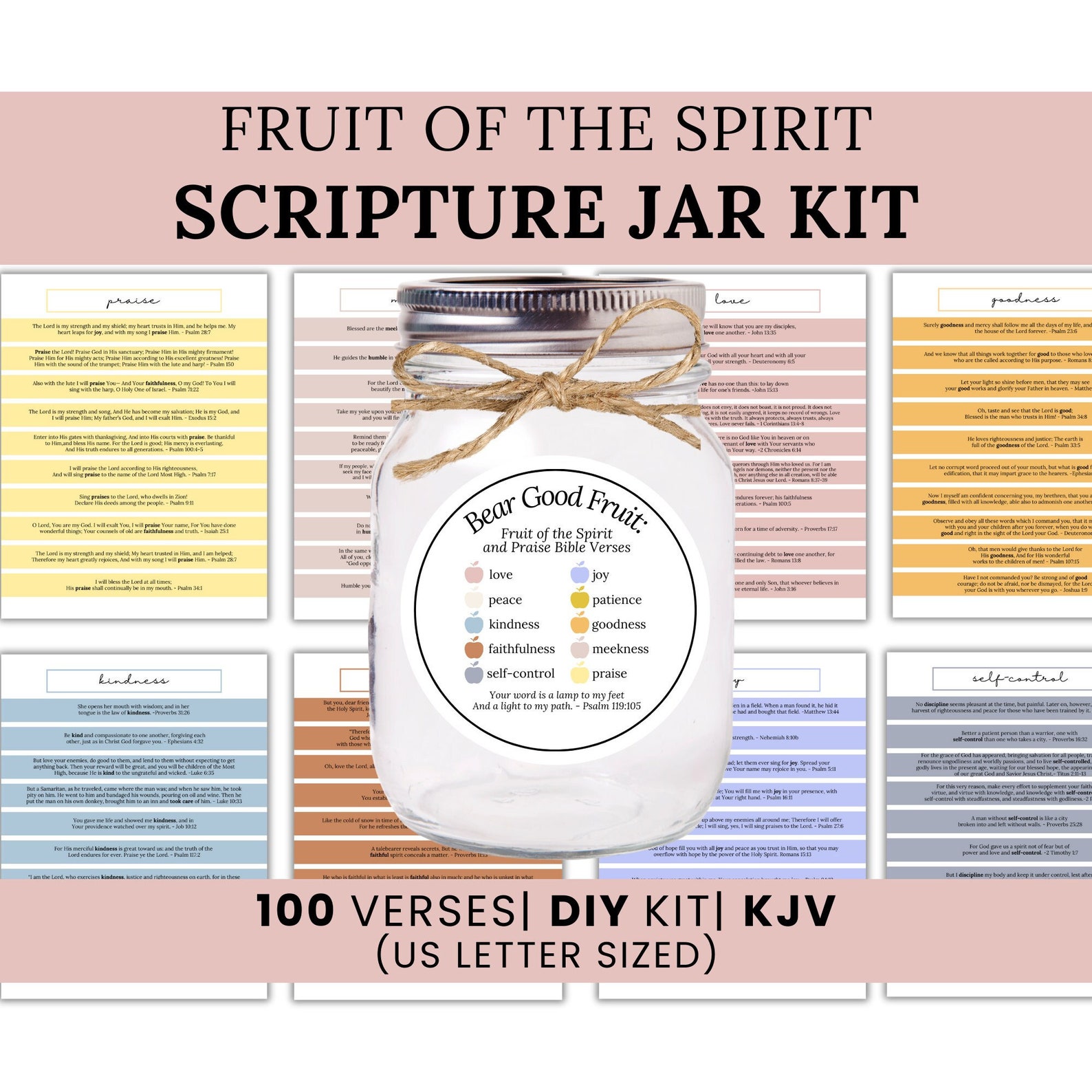 Scripture Jar Kit KJV Version| DIY Bible Verses Jar Printable With ...