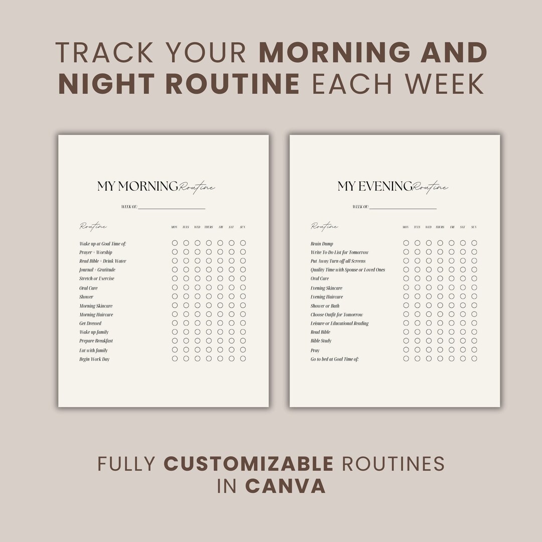 Editable Morning and Night Routine Checklist Daily Routine Tracker ...