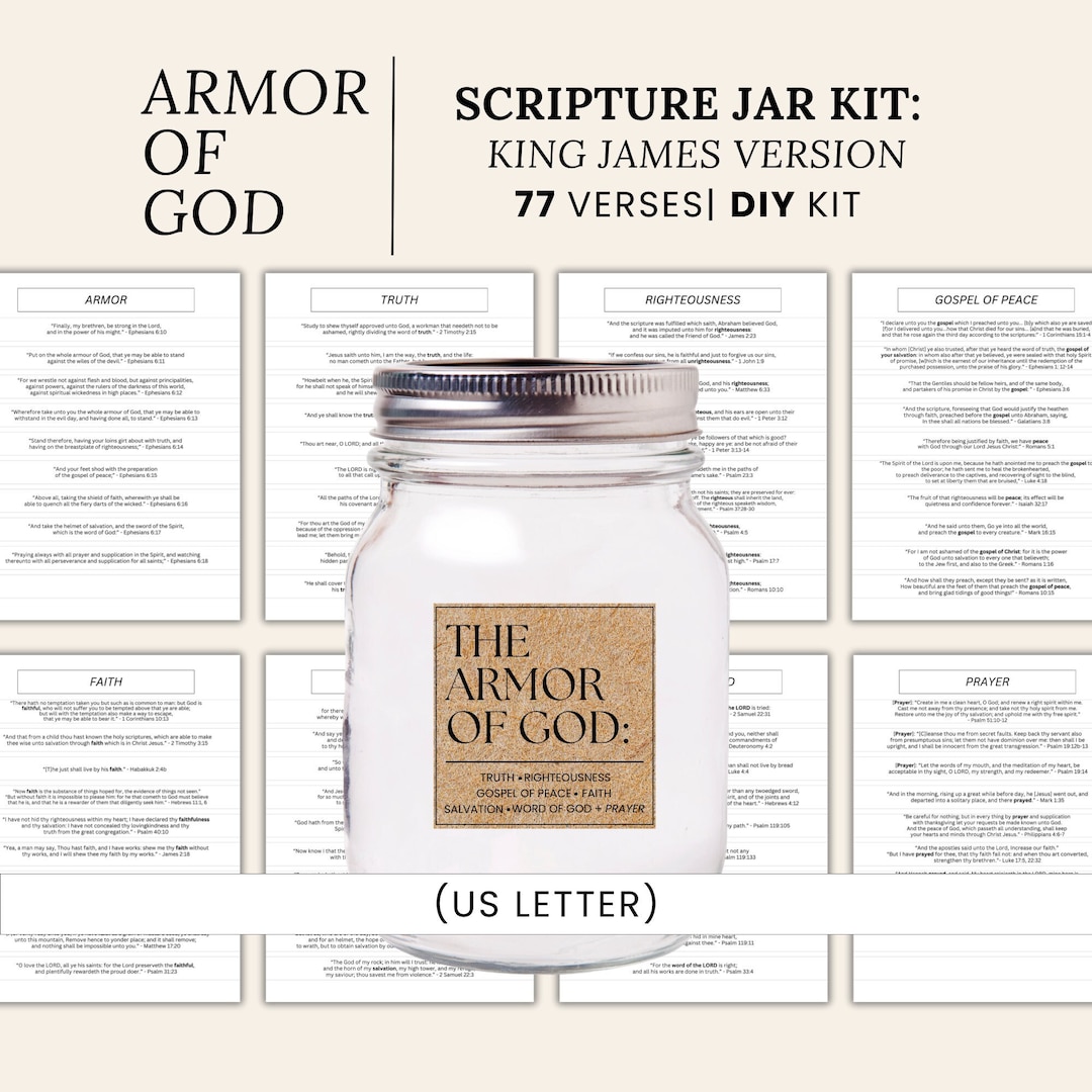Scripture Jar Printable With the Armor of God and Prayer Scriptures ...