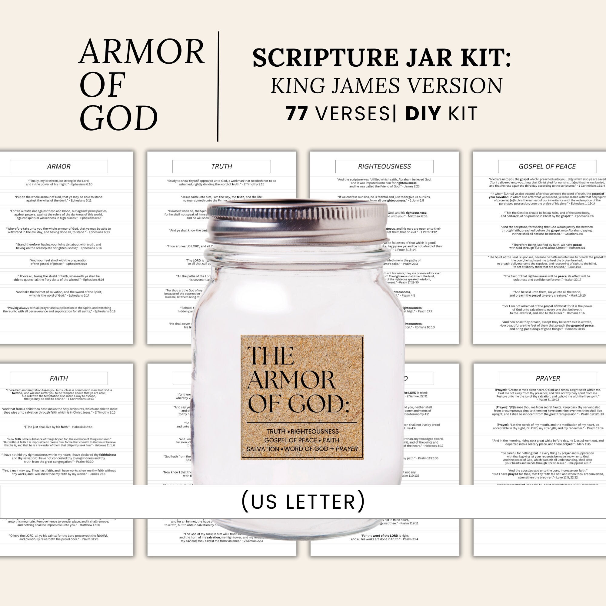 Scripture Jar Printable With the Armor of God and Prayer Scriptures ...