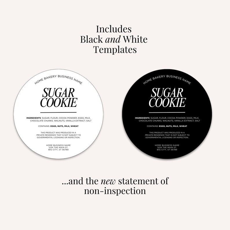 Cookie Cottage Food Label Template| Printable and Editable Food Cottage ...