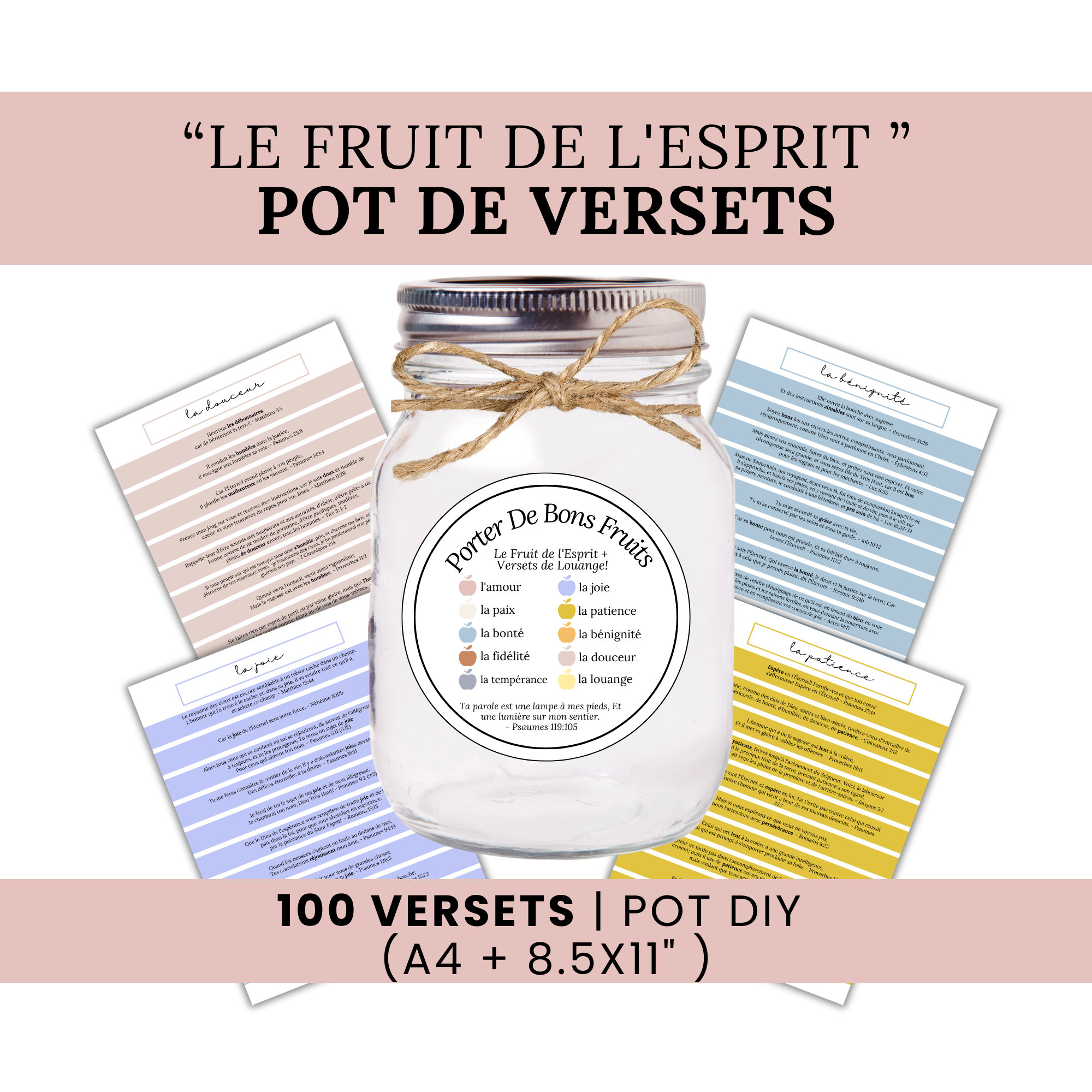 French Scripture Jar Printable| Le Fruit De L'espirit | Praise ...