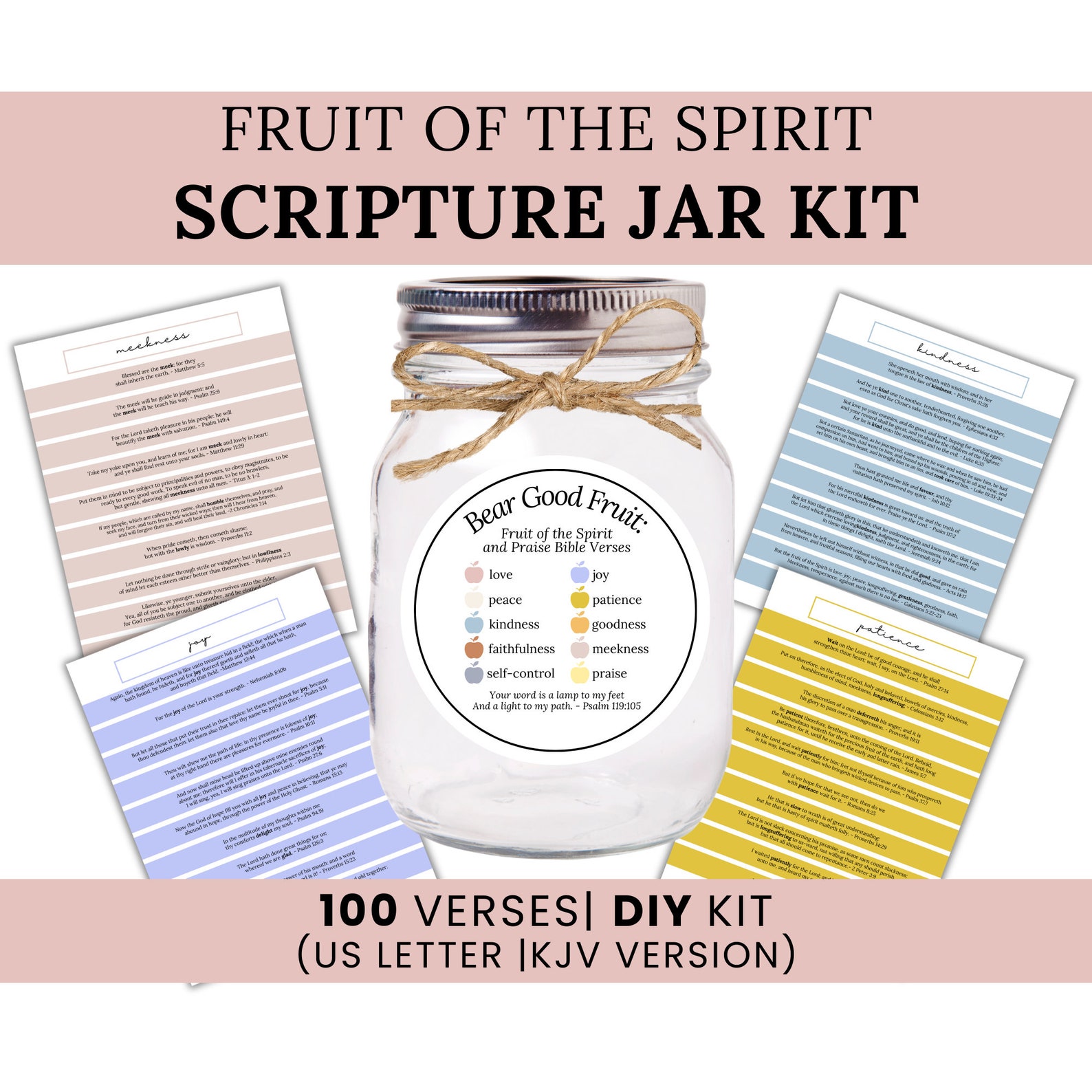 Scripture Jar Kit KJV Version| DIY Bible Verses Jar Printable With ...
