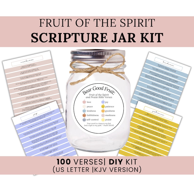 Scripture Jar Kit KJV Version| DIY Bible Verses Jar Printable With ...