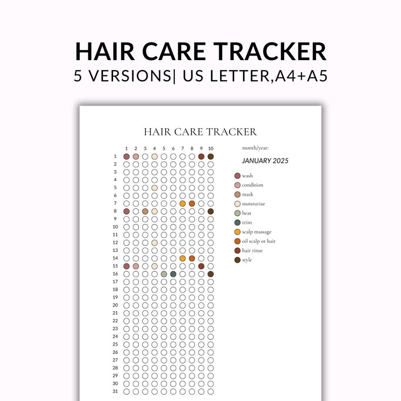Hair Care Tracker Journal Page| Natural Hair Care Routine Log| Beauty ...