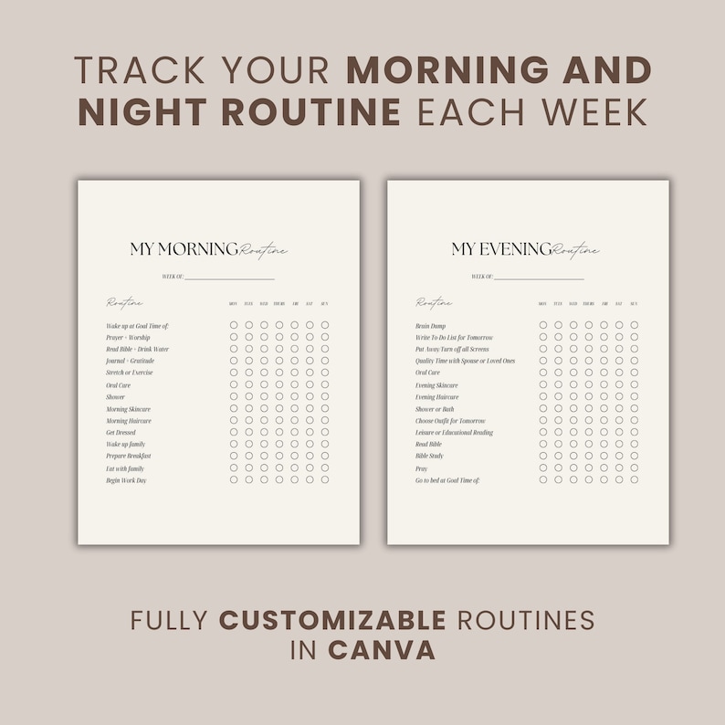 Editable Morning and Night Routine Checklist Bundle Daily Routine ...