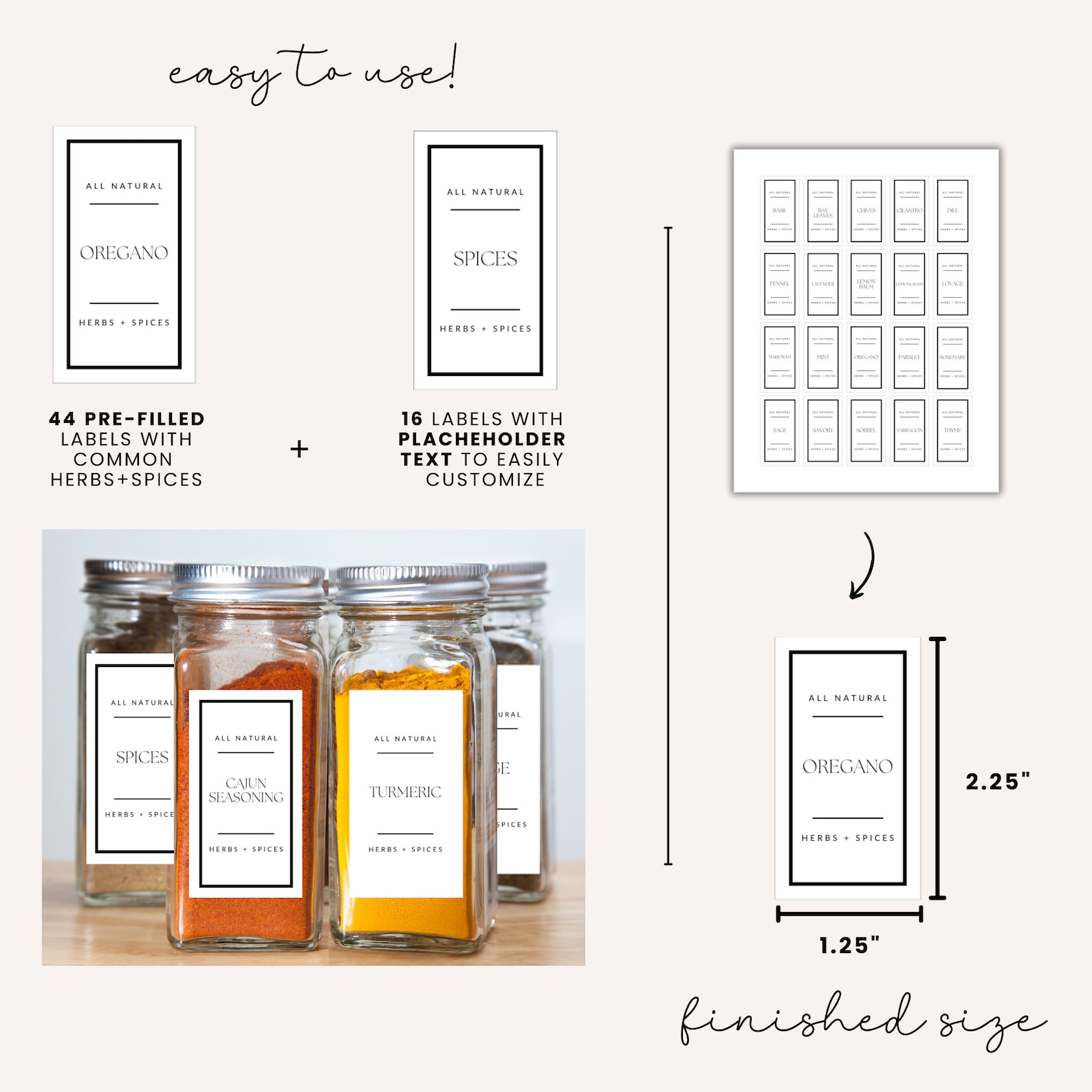 Editable Spice Jar Label Template| Minimalist Herbs and Spices Labels ...