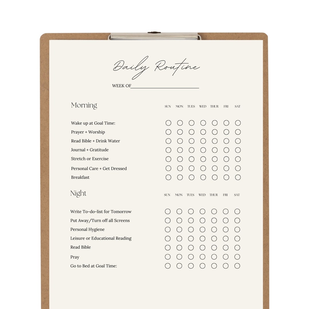 Editable Morning and Night Routine Checklist| Daily Routine Habit ...