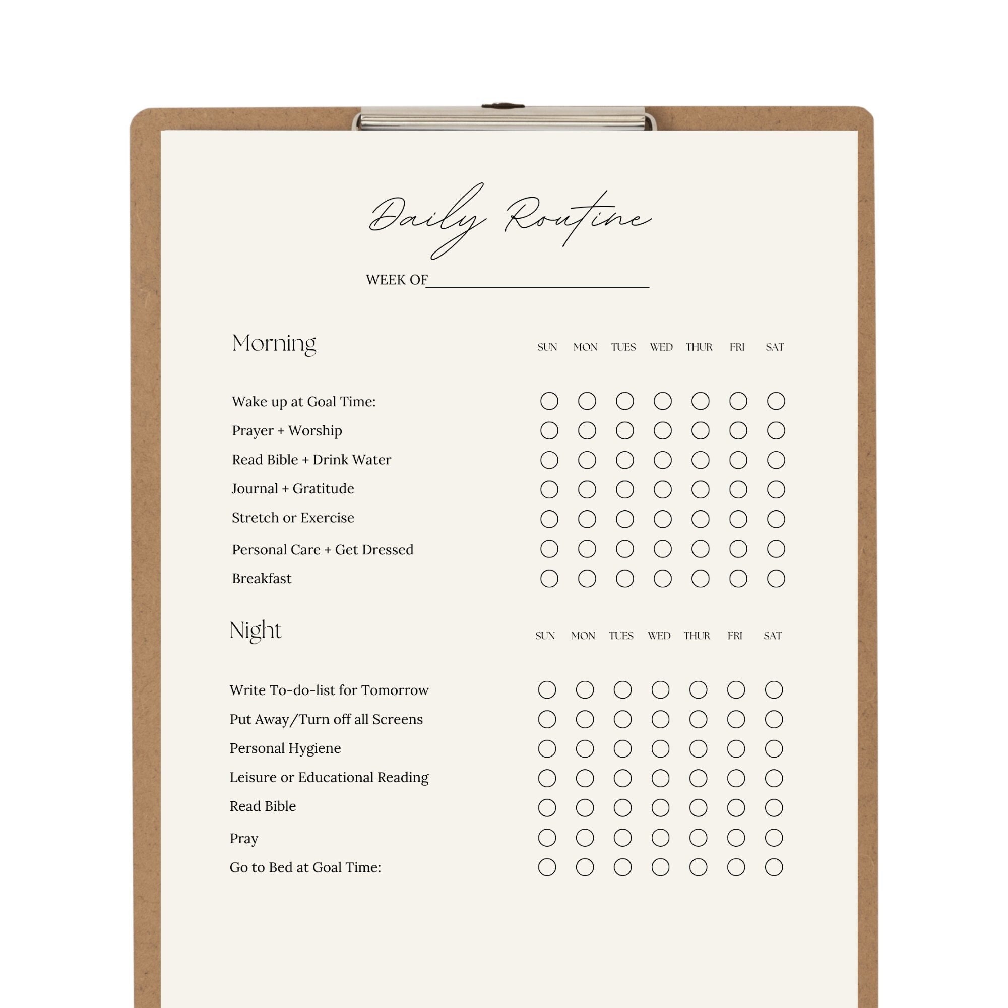 Editable Morning and Night Routine Checklist Daily Routine Habit ...