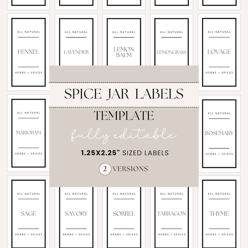 Spice Label Template - Etsy