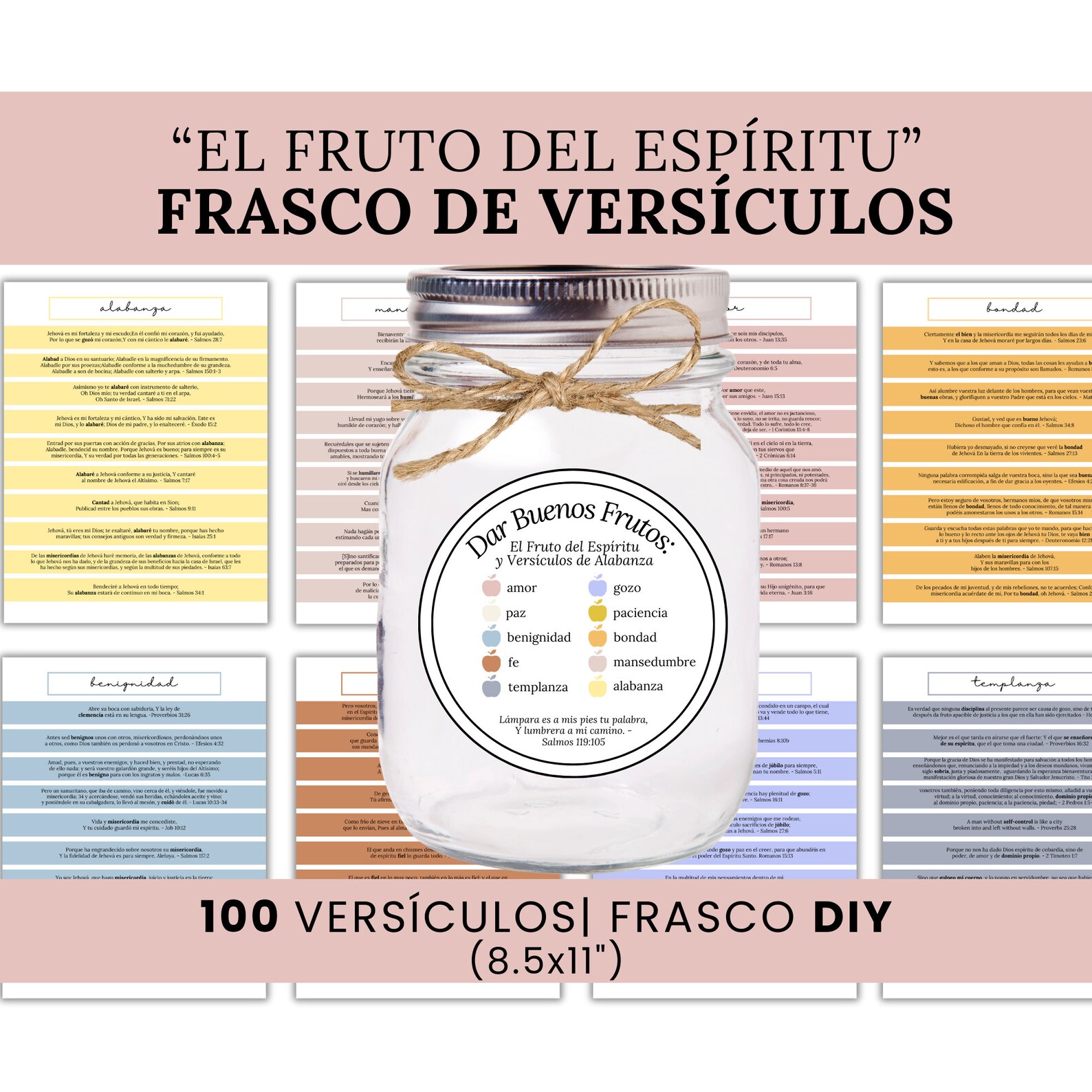 Versículos Biblia En Español| El Fruto Del Espíritu Y Alabanza| Frasco ...