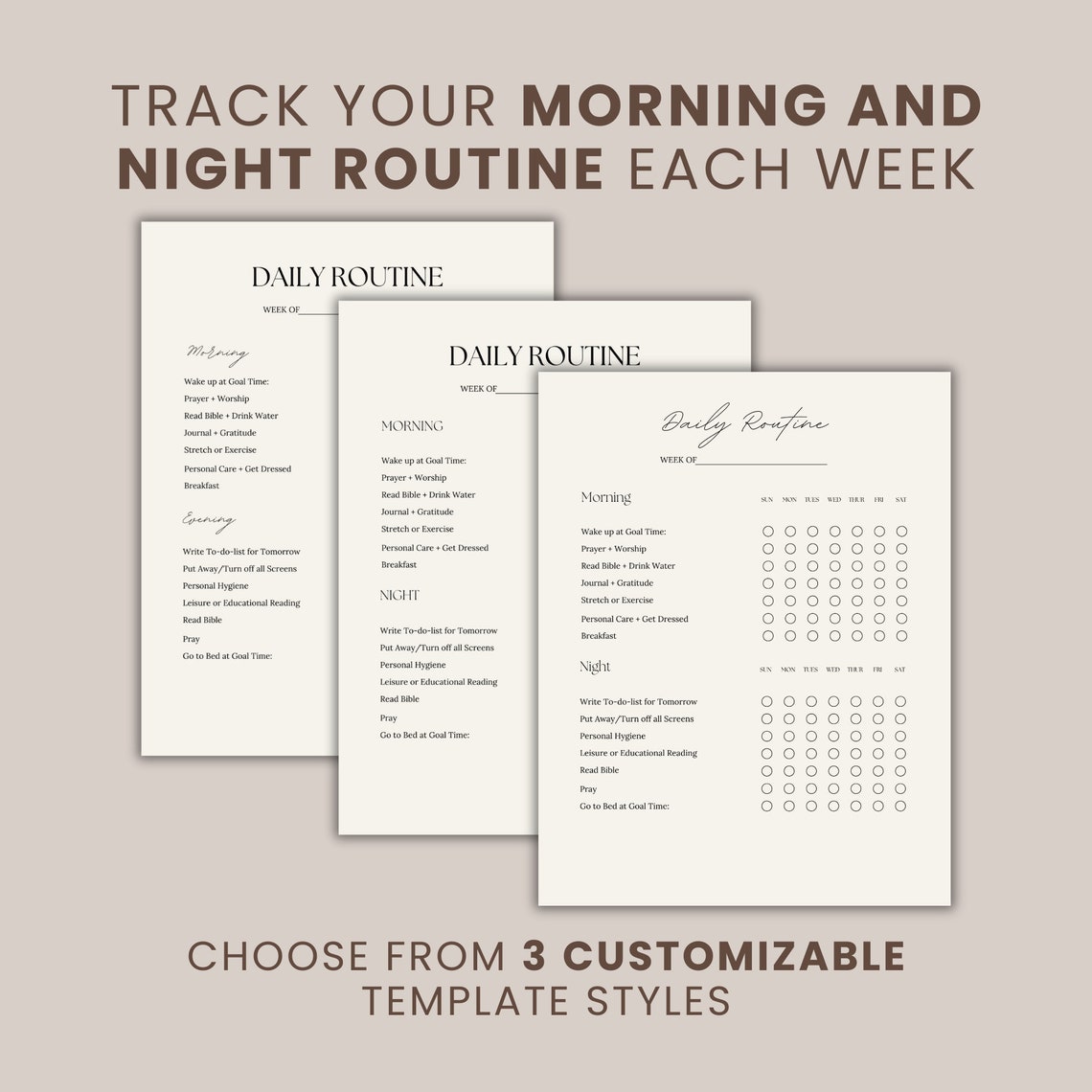 Editable Morning and Night Routine Checklist| Daily Routine Habit ...